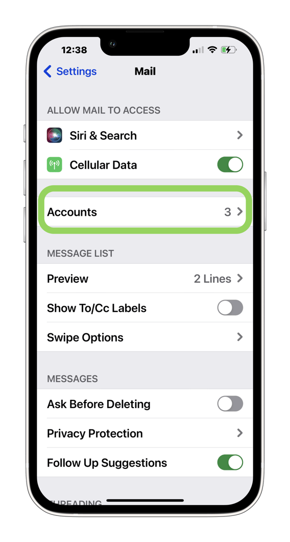 Settings: Email Setup - iPhone & iPad